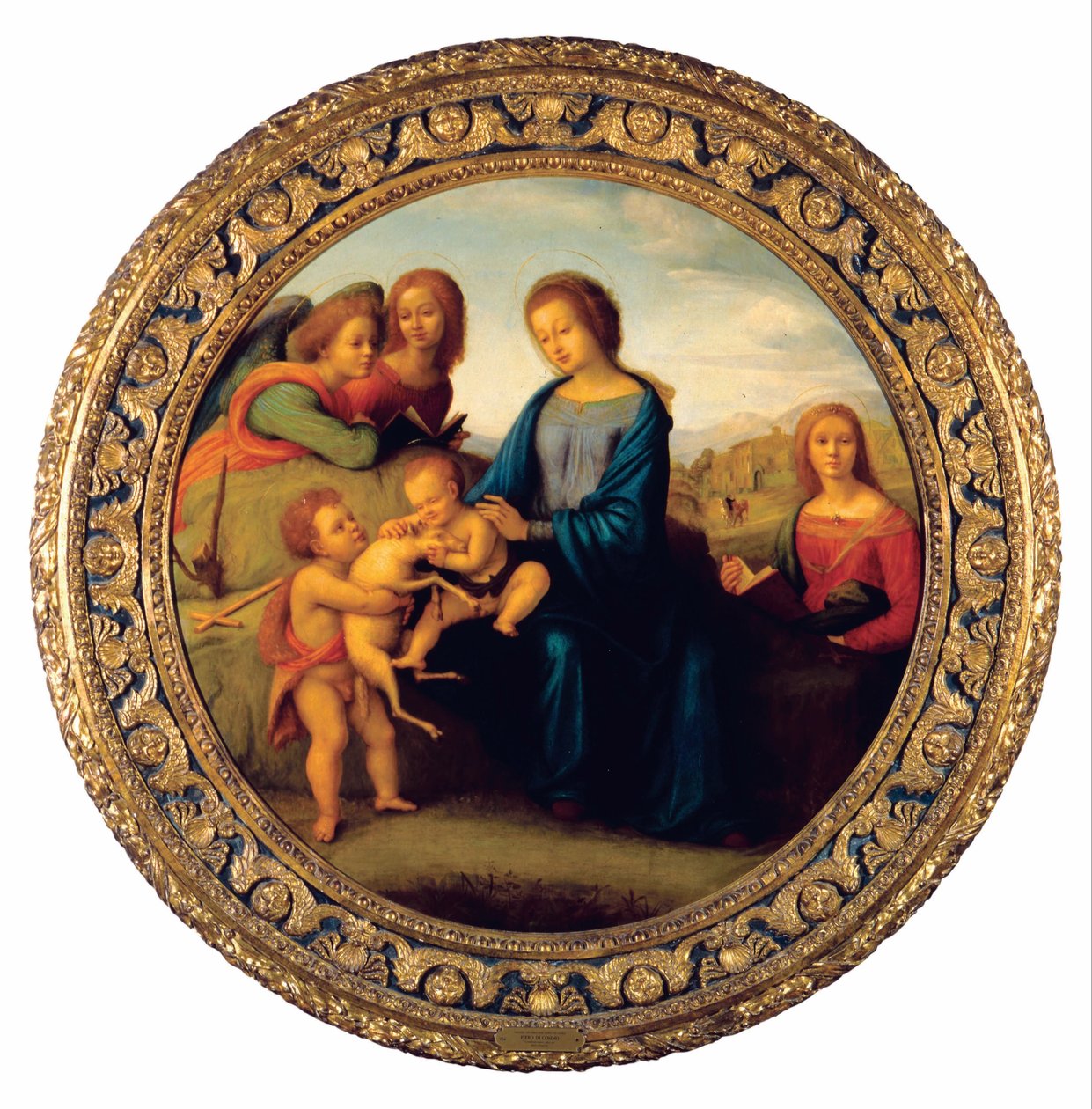 Madonna und Kind mit Heiligen und Engeln von Piero di Cosimo
